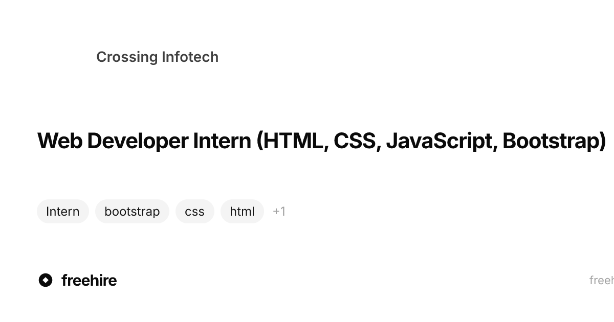 Web Developer Intern (HTML, CSS, JavaScript, Bootstrap) — Crossing ...
